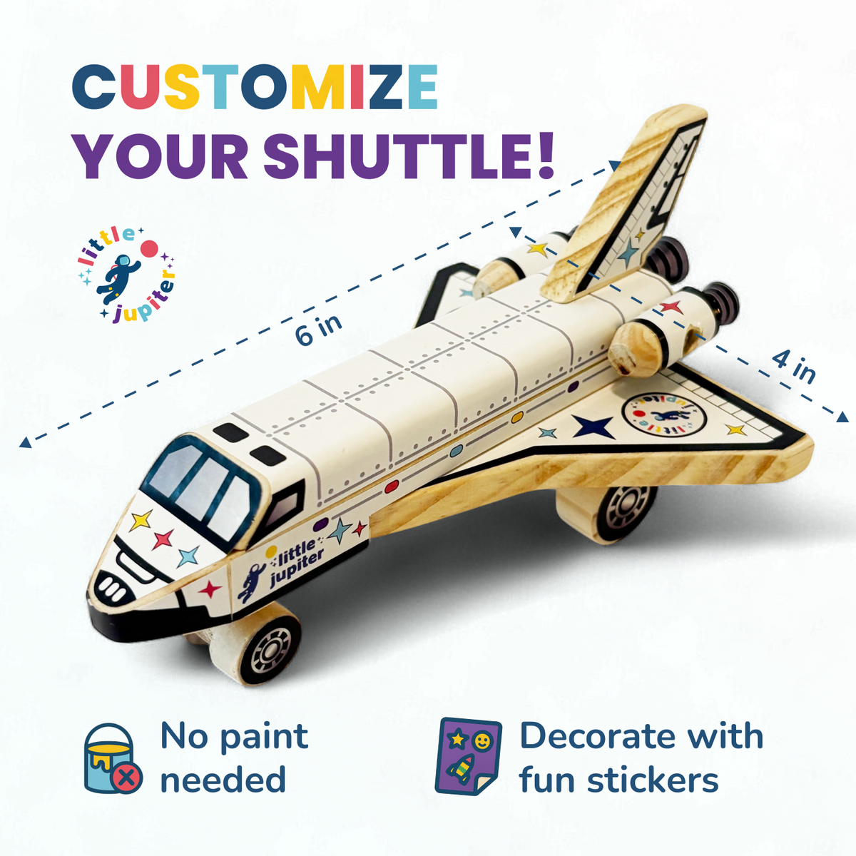 DIY Wooden Space Shuttle with Stickers – Little Jupiter