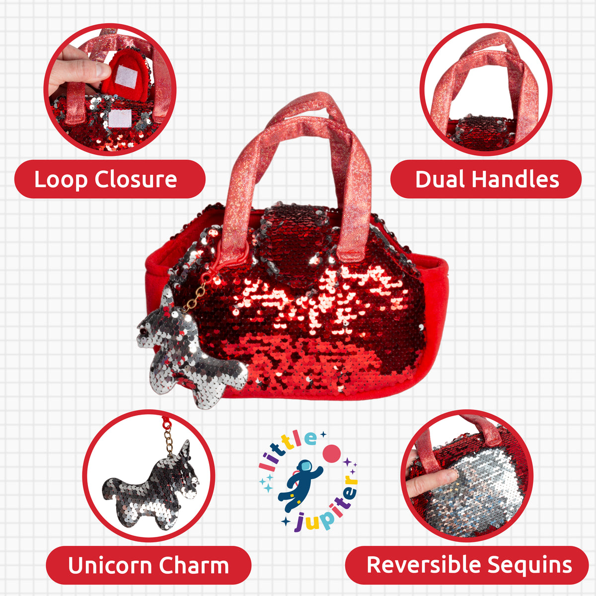 White and Red Unicorn Pet Plush Set with Bag for Kids – Little Jupiter