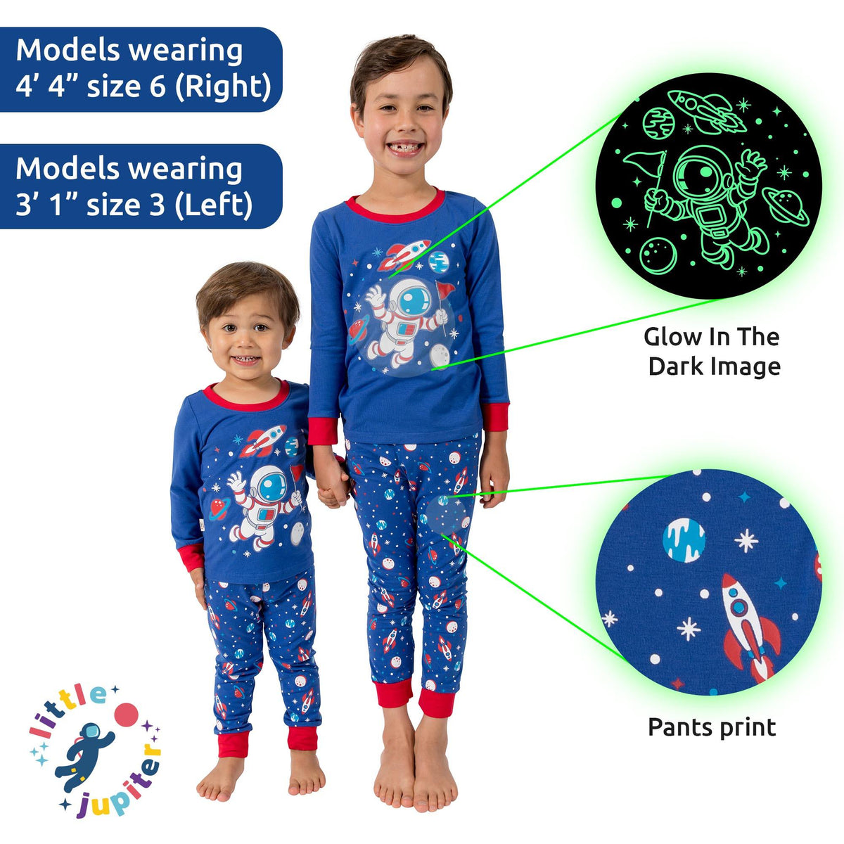 Astronaut Glow In The Dark Pajamas for Kids | Blue Pajama Set – Little ...